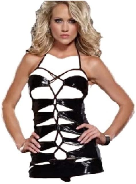 Top Totty Gothic Saucy Role Play Erotic Dominatrix Halter Hollow Out