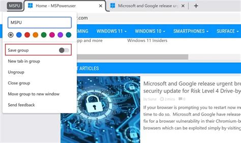 save tab group feature finally arrives on chrome canary mspoweruser