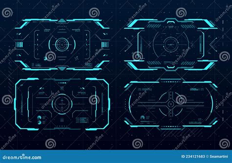 Hud Aim Control Frame Interface Target Screen Ui Stock Vector