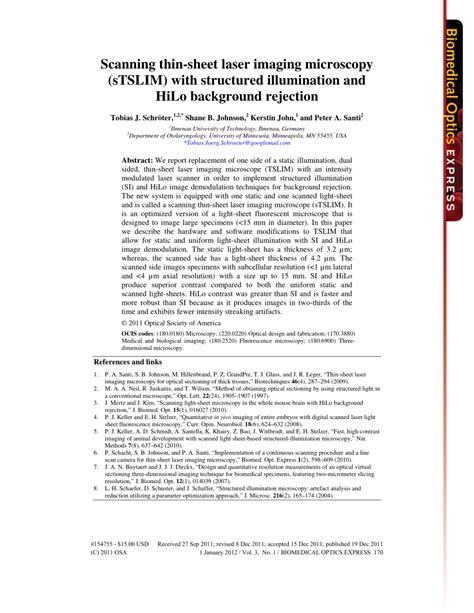 Pdf Scanning Thin Sheet Laser Imaging Microscopy Stslim With Structured Illumination And