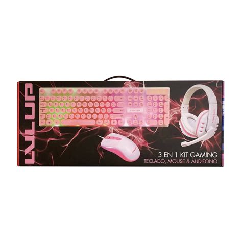 Kit Gamer Lvlup Tecladomouseaudífonos Lu745 Whtpnk Esp 6 Winpycl