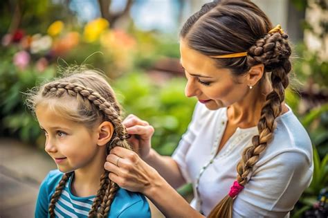 Mother Braiding Daughters Hair Passing Down Tradition And Care