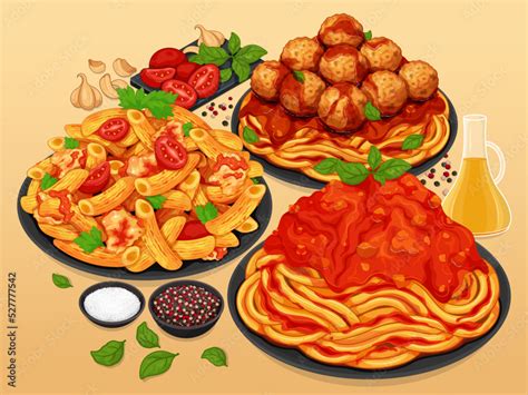 Italian Red Pasta Spaghetti Noodles Menu Recipe Meatballs Pasta