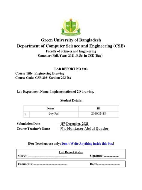 lab report 03 implement of 2d drawing pdf