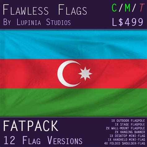 Second Life Marketplace Azerbaijan Flag Fatpack 12 Versions
