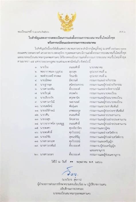 ใบสำคัญแสดงการจดทะเบียนการแต่งตั้งกรรมการ Hi Trat