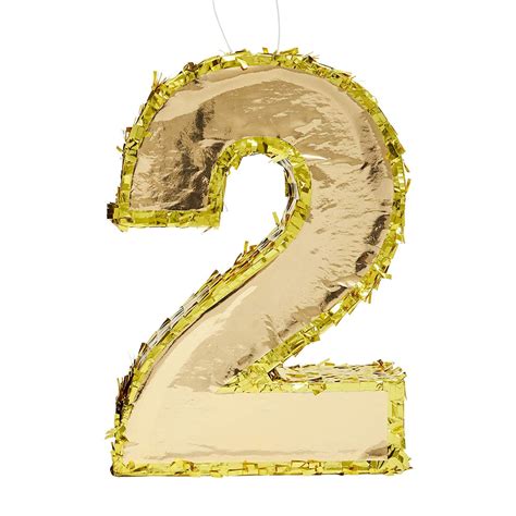 Small Number 2 Gold Foil Pinata Second Birthday Party Supplies 16 X