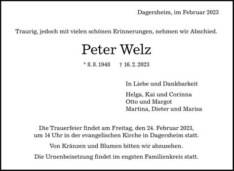 Peter Welz Gemeinsam Gedenken