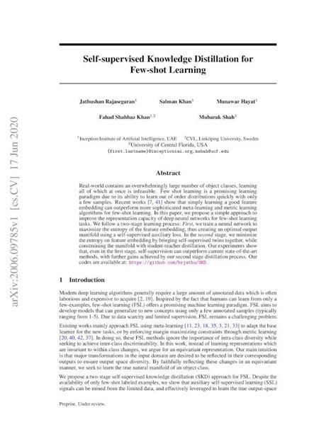 Pdf Self Supervised Knowledge Distillation For Few Shot Learningself Supervised Knowledge
