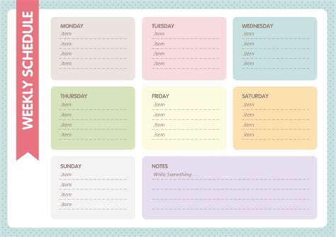 Word Of Simple Colorful Weekly Schedule Docx Wps Free Templates