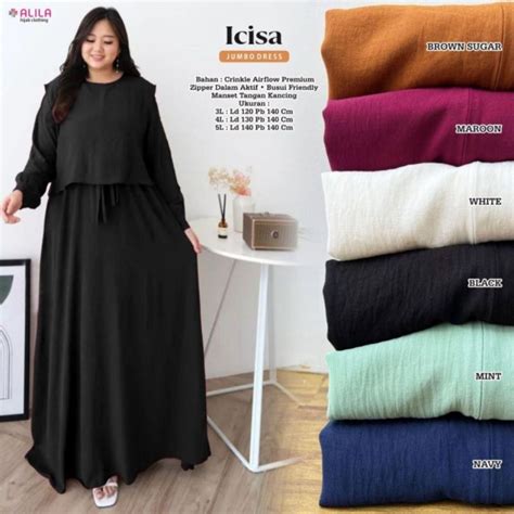 Jual ICISA JUMBO DRESS POLOS LD 120 130 140 Cm UKURAN 2L 3L 4L BAHAN