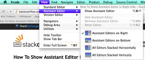 Ios How To Show Assistant Editor In Right Side Stack Overflow