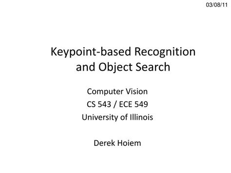 Ppt Keypoint Based Recognition And Object Search Powerpoint Presentation Id2007194