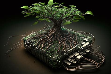 Premium Photo A Computer With A Tree Growing Out Of It