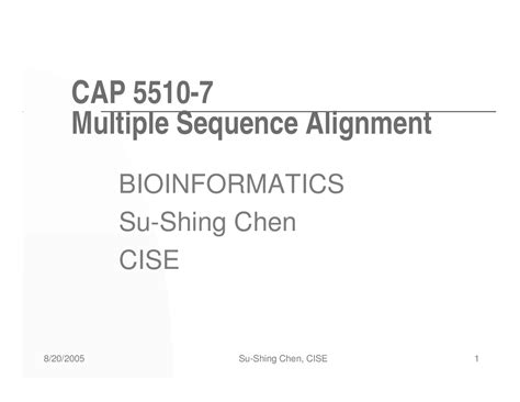 Multiple Sequence Alignment Lecture Slides Cap 5510 Docsity