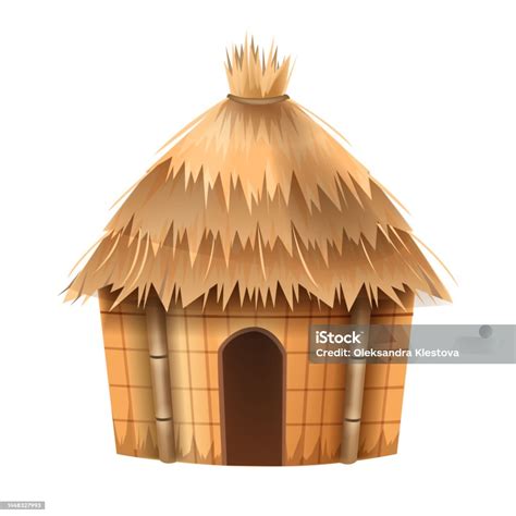 Bungalow Hut Vector African Thatched Nipa House Straw Village Building