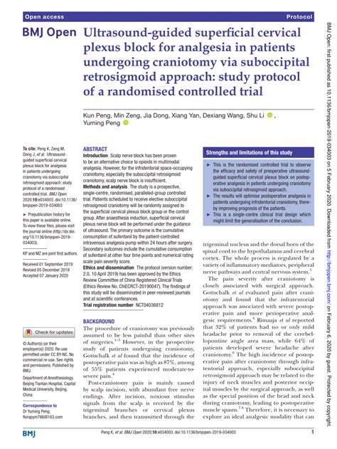 Pdf Ultrasound Guided Superficial Cervical Plexus Block For Analgesia