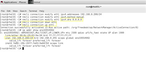 using nmcli command in linux networking rhel centos 7 ~ root of info