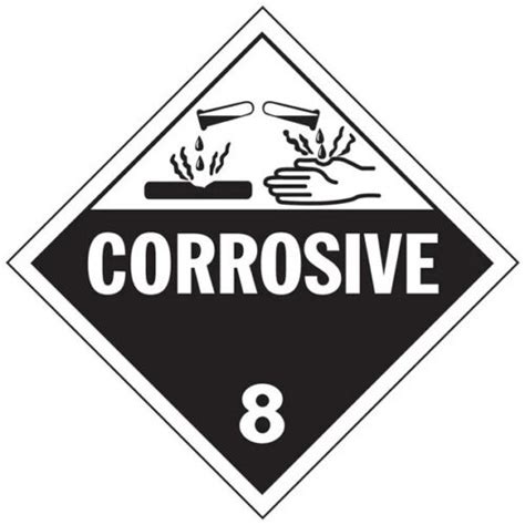 Dot Class 8 Corrosive Hazmat Decal In Gloss Black Vinyl 7 Year