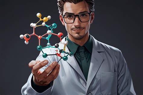 Scientist Holding Molecule Model Research Premium Ai Generated Image