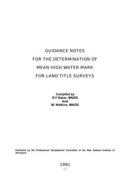 Guidance Notes For The Determination Of Mean High Water Mark For