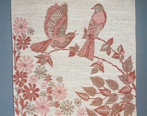 Vintage Jacquard Woven Wallhanging 60s Tapestry Birds Design Margareta