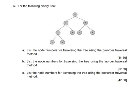 solved 5 for the following binary tree a list the node