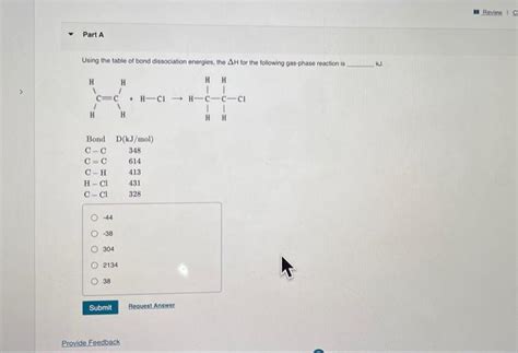 Solved Review Part A Ku Using The Table Of Bond Dissociation