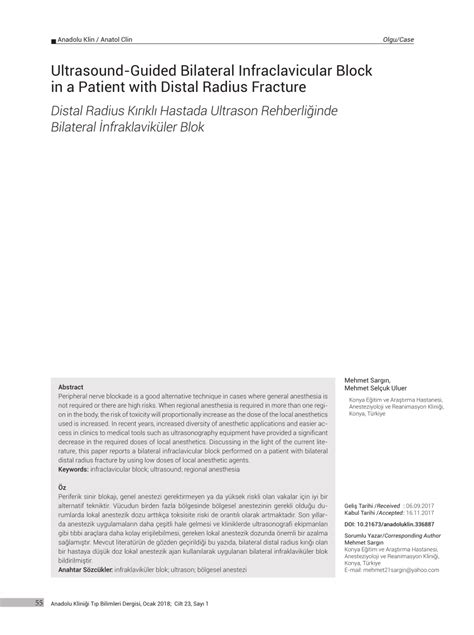 Pdf Ultrasound Guided Bilateral Infraclavicular Block Case Report