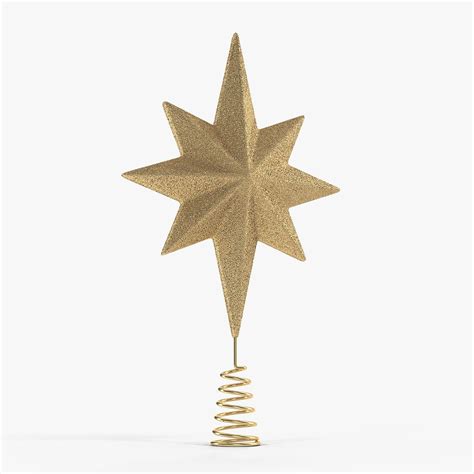 Golden Star Christmas Tree Topper 3D Model 19 3ds Blend C4d Fbx