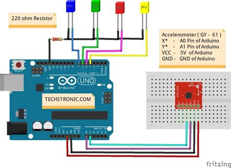 Arduino With Accelerometer Tutorial Arduino Adxl335 Detail