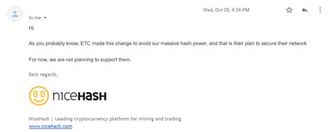 Ethereum Classic Will Not Be Supported By ASICs And Nicehash Crypto