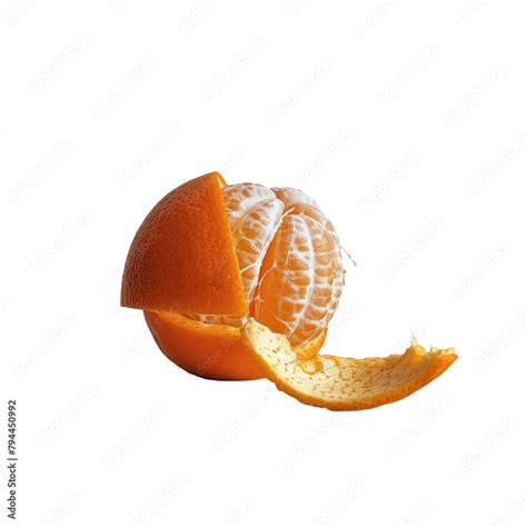 An Image Of A Vibrant Orange Half Peeled And Its Peel Gracefully