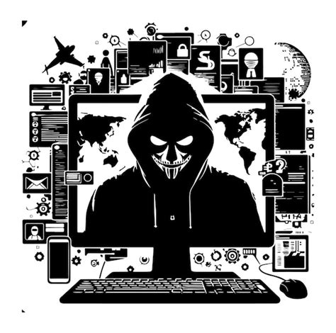 Computer Hacker Silhouette Vector Illustration Premium Ai Generated