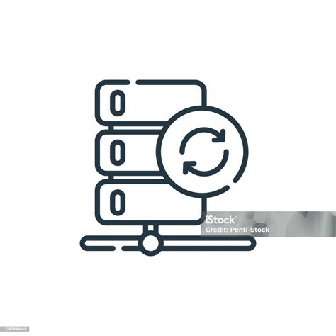 흰색 배경에서 격리된 벡터 아이콘을 동기화합니다 웹 사이트 디자인 및 모바일 앱 개발을 위한 개요 씬 라인 동기화 아이콘 얇은