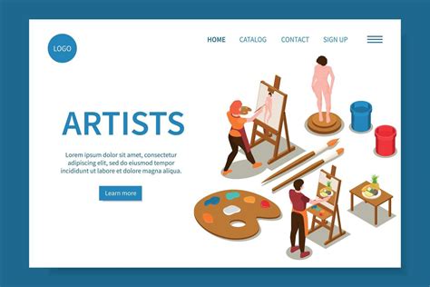 Artists Isometric Website Vector Art At Vecteezy