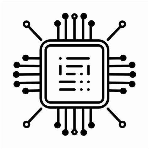 Abstract Black Vector Icon Of A Computer Chip With Connecting Lines Premium Ai Generated Vector