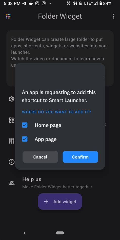 i want to use folder widget but it won t allow me to give it