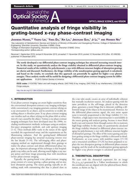 Pdf Quantitative Analysis Of The Field Of View For X Ray Differential Phase Contrast Imaging