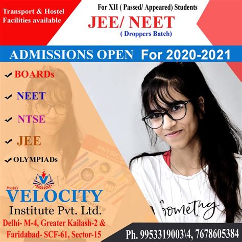 Velocity Institute Join Our Dropper Batches For Iitjee Neet 2020 2021