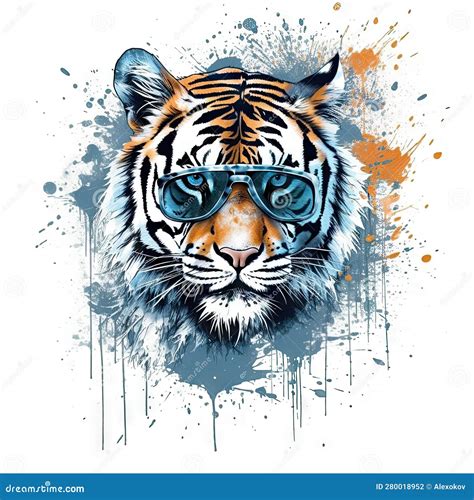 Expressive Tiger With Sunglasses In Anime Style Perfect For Posters