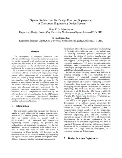 Pdf System Architecture For Design Function Deployment A Concurrent