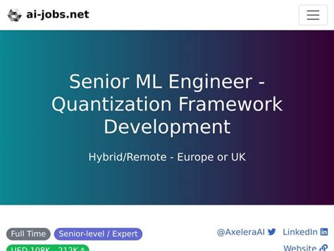 Hiring Senior Ml Engineer Quantization Framework Development