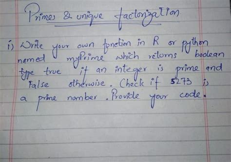 Solved Prime And Unique Factorization Own Boolean Is Write
