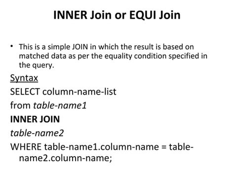 Joins In Sql Ppt Databases Computer Software And Applications