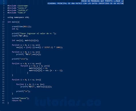 diagonalprincipaldatosinvertidosvectorc