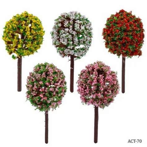 Plastic Artificial Miniature Model Tree Mix Color 35 Cm 5 Pc Act 70 3