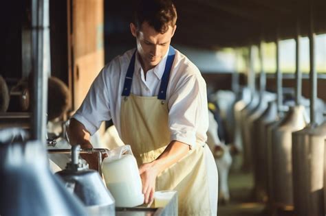 Premium Ai Image A Farmer Takes Care Of His Cows Private Farming Milk