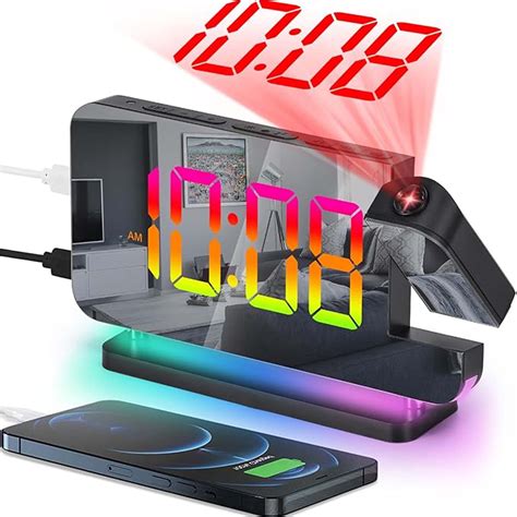 Projection Alarm Clock 74 Led Mirror Digital Clocks Large Display