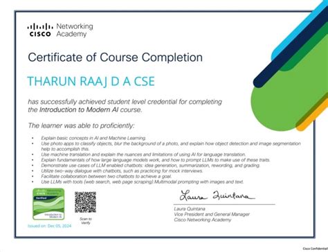 Tharun Raaj D A On Linkedin Ai Learning Cisco Futureoftech Knowledge